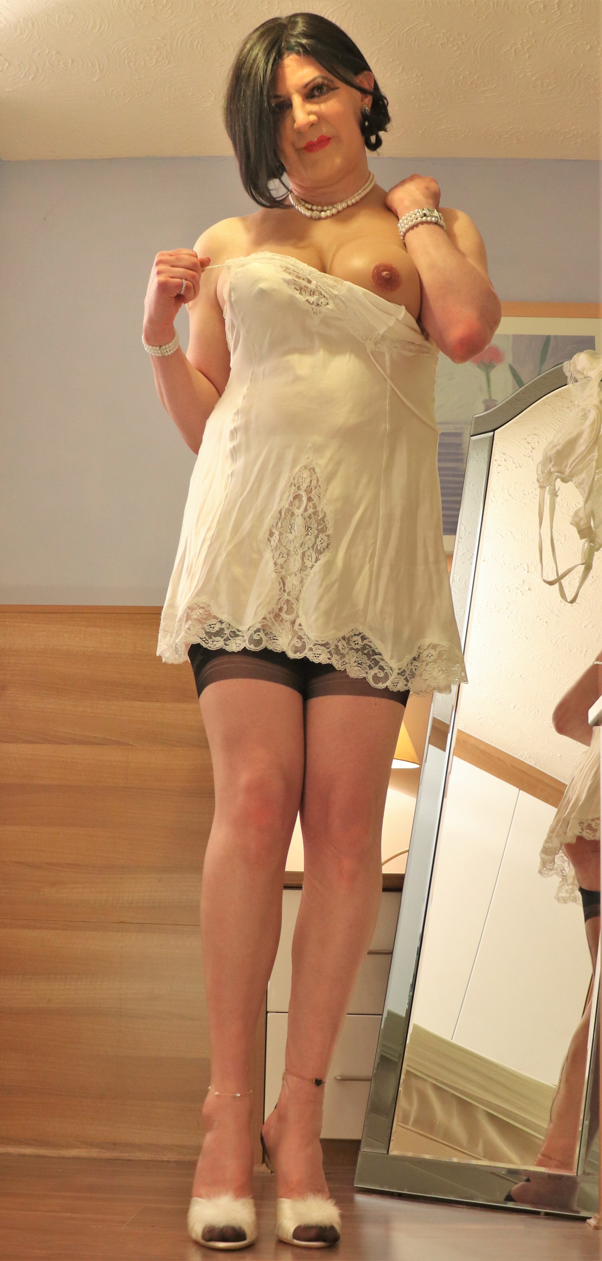 Mature Cd Marcela Silk Slip And Seamed Stockings Photo 26
