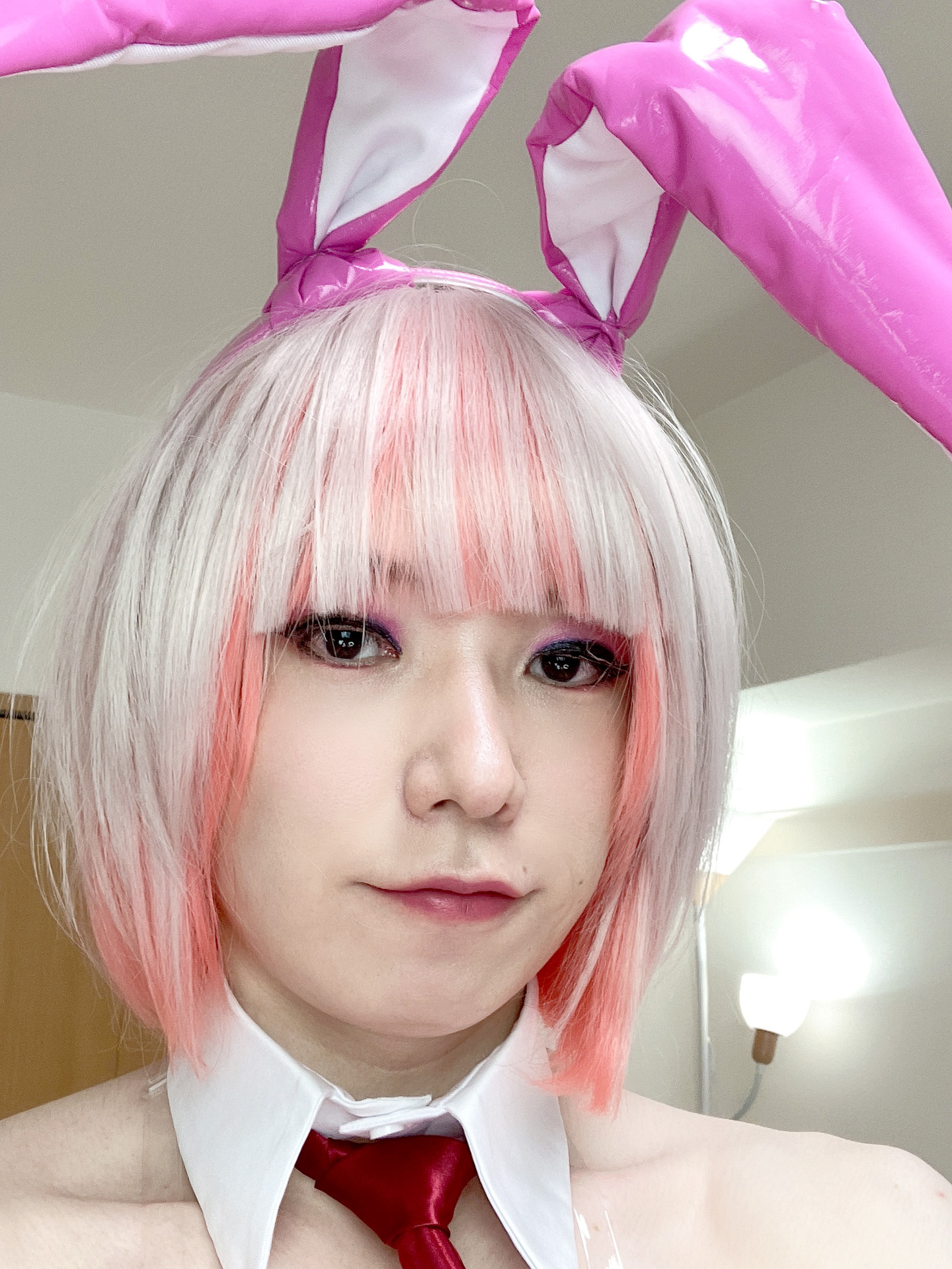Pink Bunny Girl With Pink Gloves White Tights Photo 43