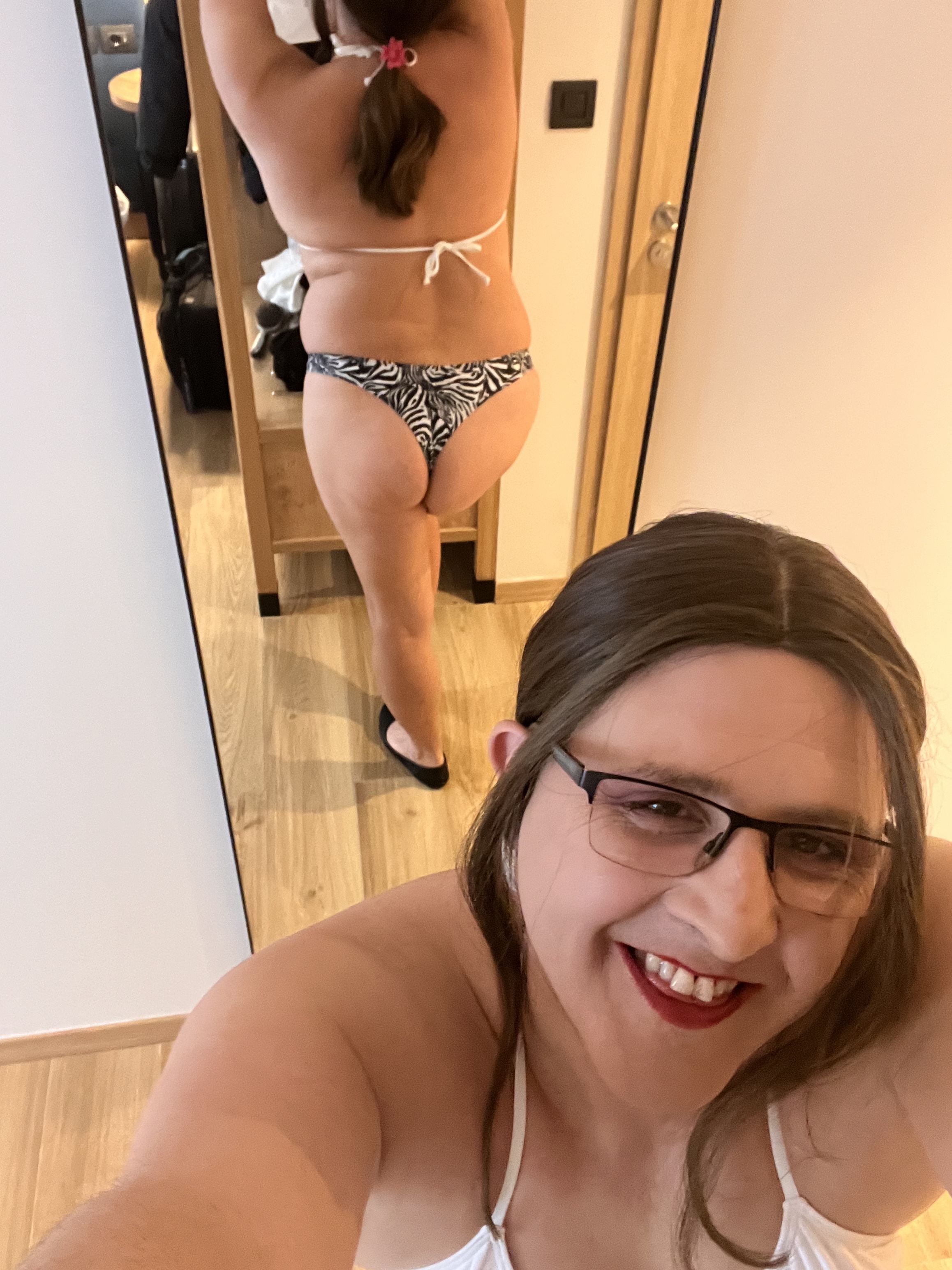 Zebra Print Thong Bikini Bottoms Photo 15