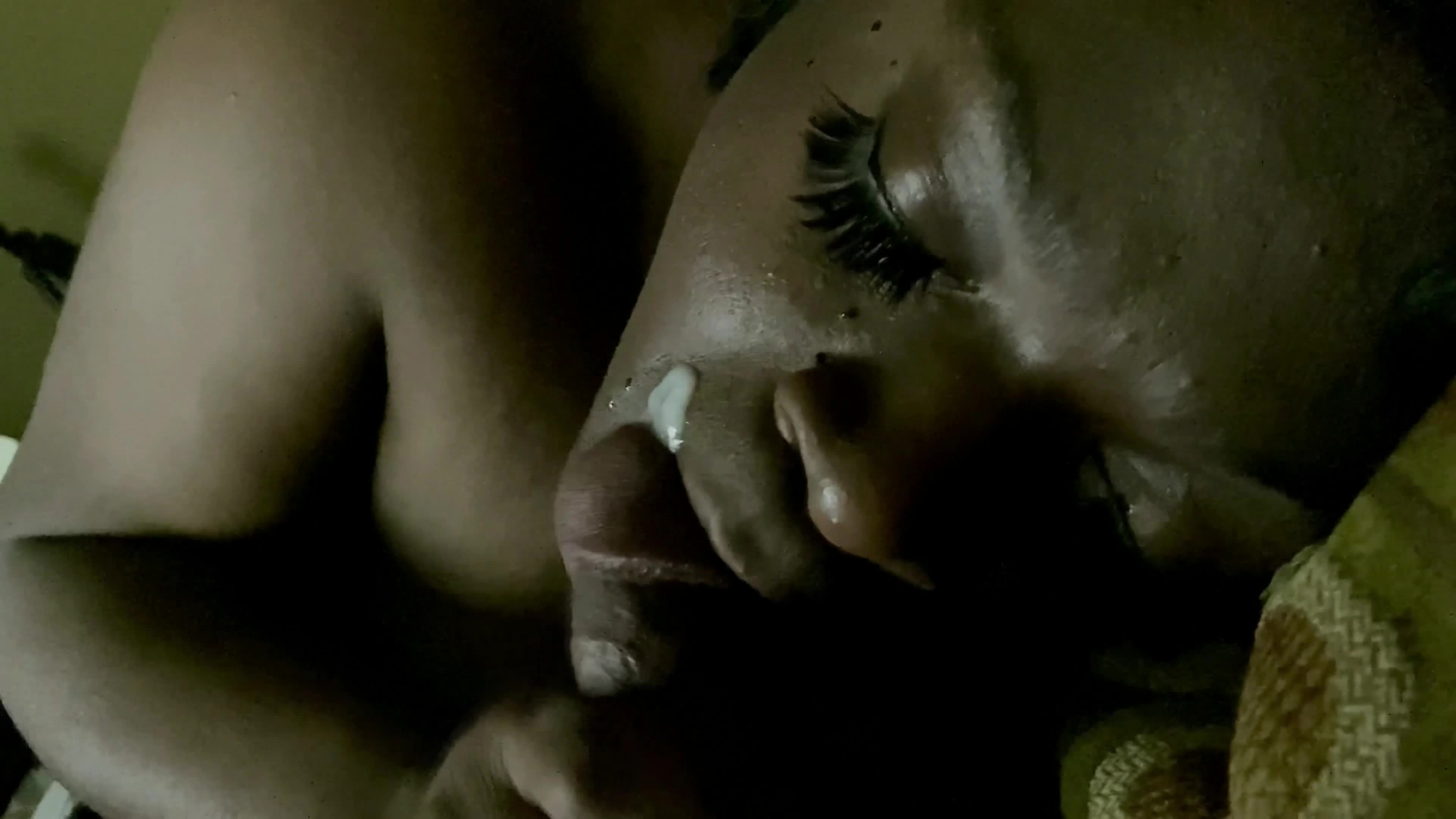 Black Trans Sucks Cock With Cum In Her Mouth